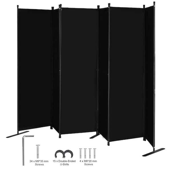 SVOPES 6 Panel Room Divider, Black Polywire for Privacy Folding Screen ...