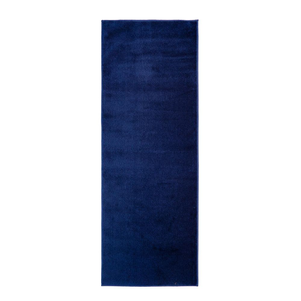 RugStylesOnline Custom Size Runner Rug Soft Collection Solid Navy 36 in ...