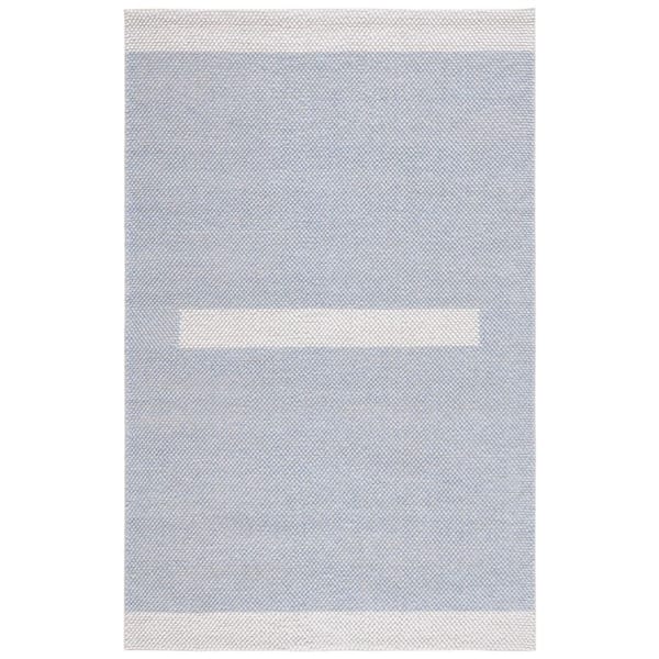 SAFAVIEH Natura 5 ft. x 8 ft. Light Blue/Ivory Geometric Border Area ...