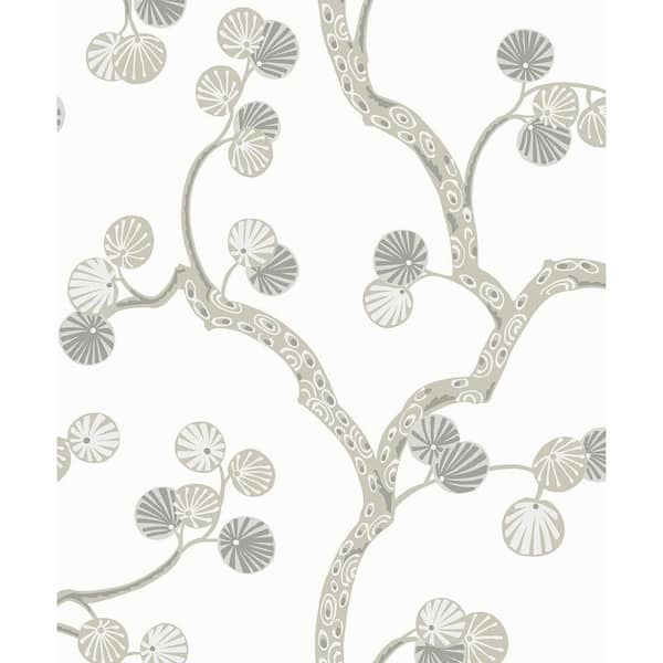 Seabrook Designs 57.5 sq. ft. Cotton and Fog Allegra Branches Unpasted ...