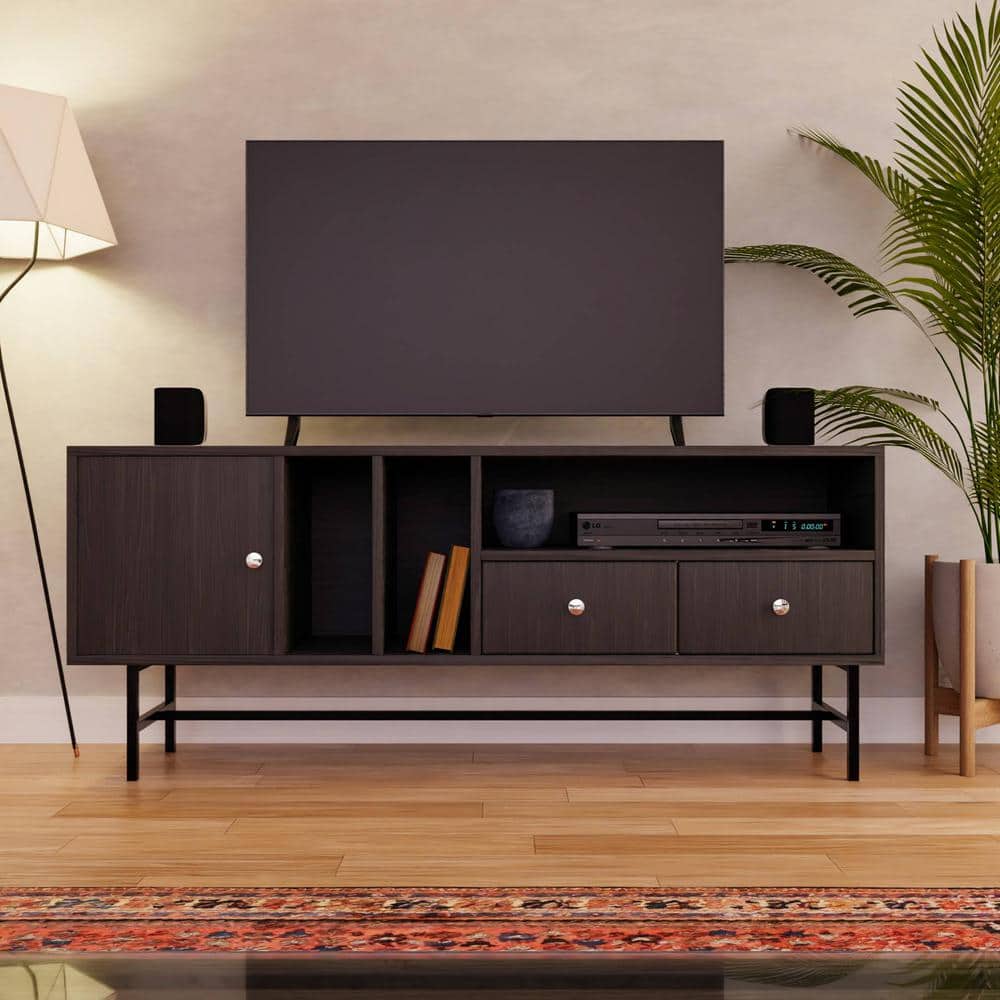 Leisuremod Rochester Modern Rectangular TV Stand with Enclosed Storage ...