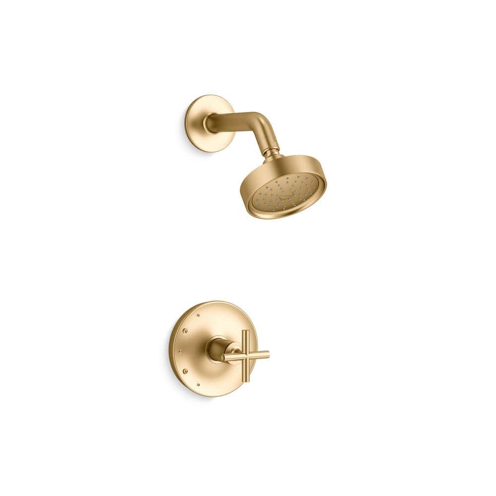 KOHLER Purist 1-Handle Shower Trim Kit in Vibrant Brushed Moderne Brass ...