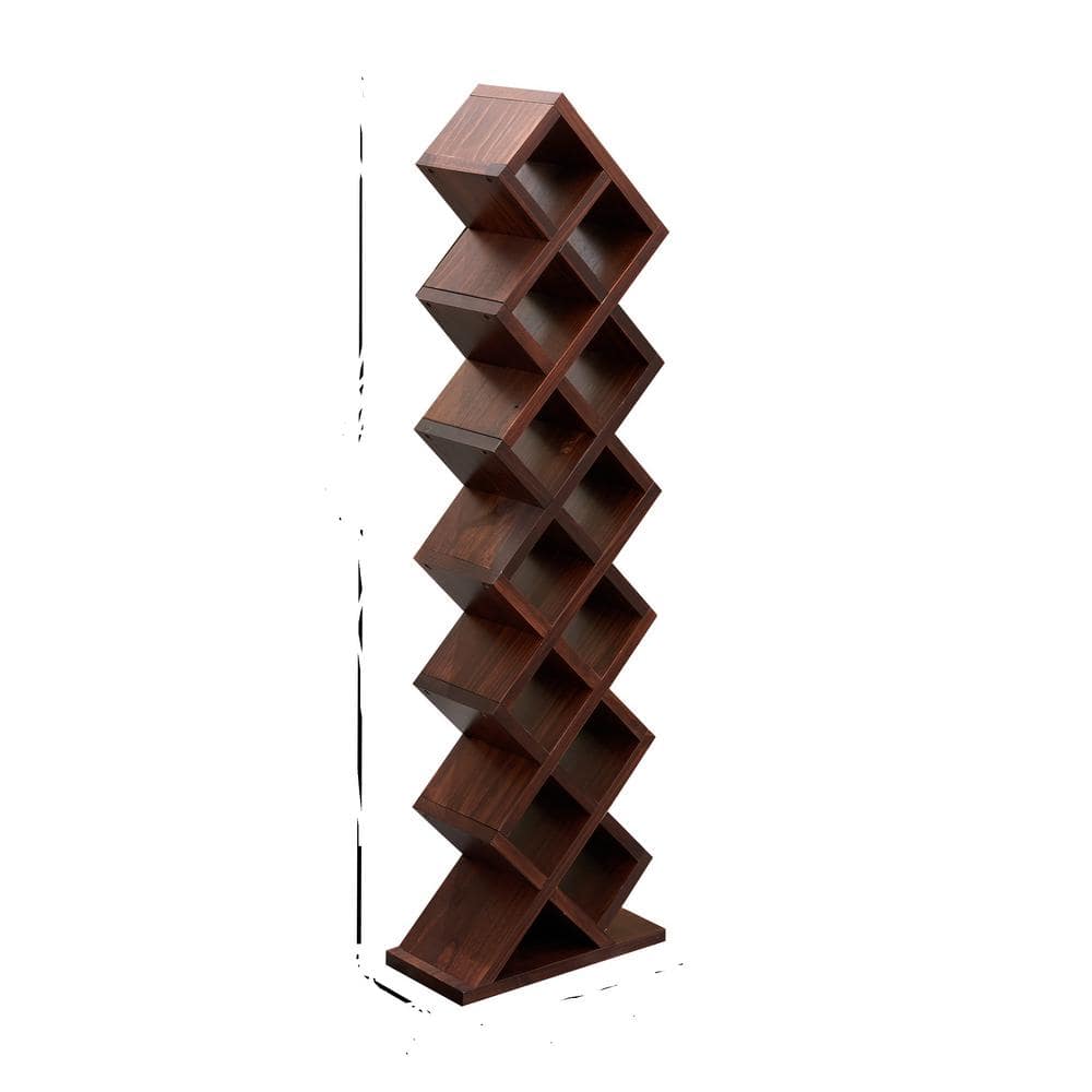 12-Bottle Freestanding Walnut Pine Wood Wine Rack for Kitchen, Pantry ...