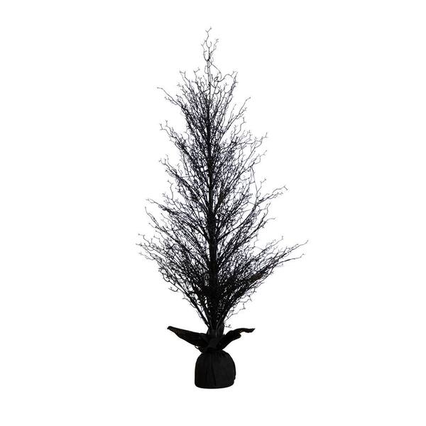 Nearly Natural 5 ft. Pre-Lit Black Twig Artificial Tree in Burlap ...