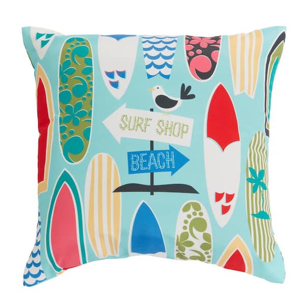 Hampton Bay Surf's Up Outdoor Throw Pillow 07818010 - The Home Depot