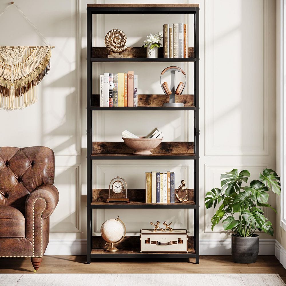 TRIBESIGNS WAY TO ORIGIN Frailey 71 in. Tall Brown Wood 5-Shelf ...