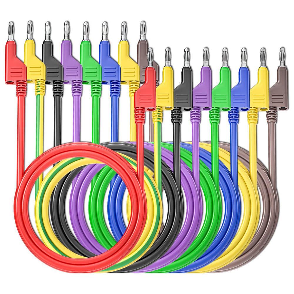 Lukyamzn 8-Piece Series 3.3 ft. Stackable Banana Plug to Banana Plug ...