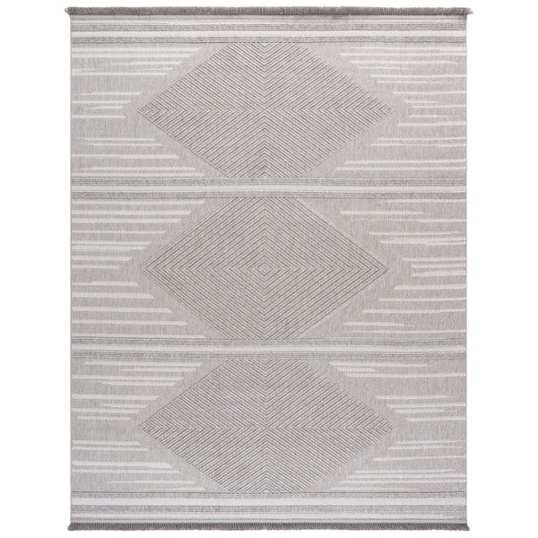 SAFAVIEH Camden 9 ft. x 12 ft. Gray/Ivory Geometric Diamond High-Low ...