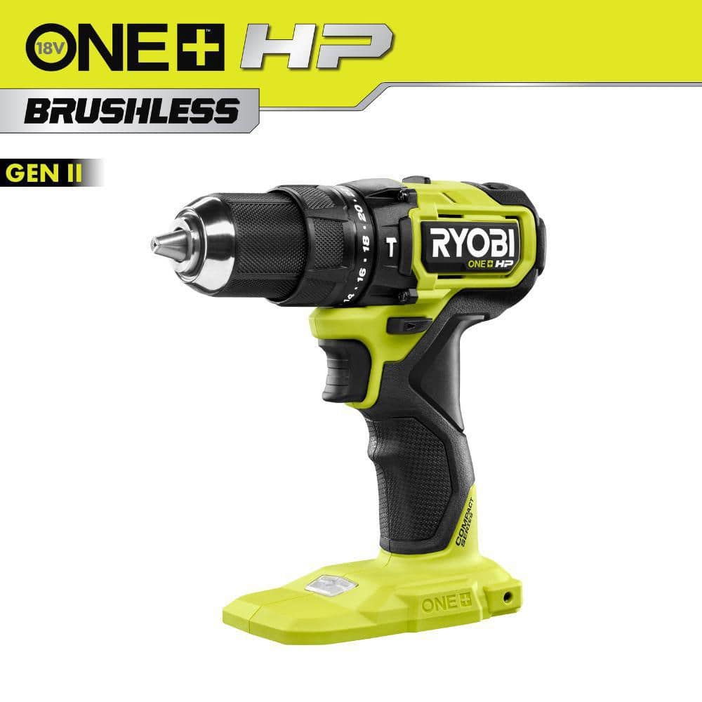 RYOBI ONE+ HP 18V Brushless Cordless Compact 1/2 in. Hammer Drill ...