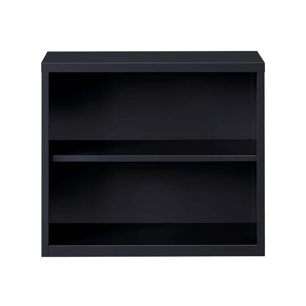 Hirsh 30 in. Tall Black Metal 2-Shelf Standard Bookcase with Adjustable ...