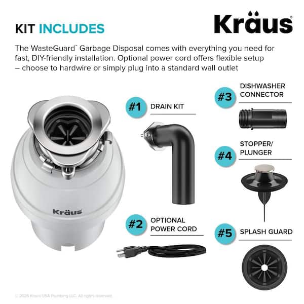 Garbage Disposal Splash Guard Kraus WasteGuard Continuous Feed 1/2-HP ...