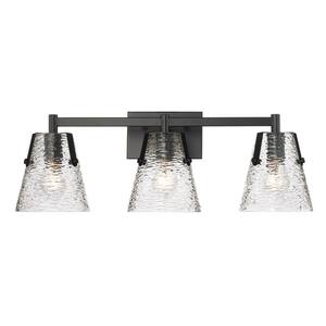 Neoma 21.75 in. 3-Light Matte Black Vanity Light with Opal Etched Glass Shade with No Bulbs ...