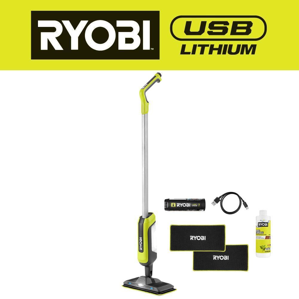 RYOBI USB Lithium Cordless Agitating Spray Mop Kit with 2.0 Ah Battery ...