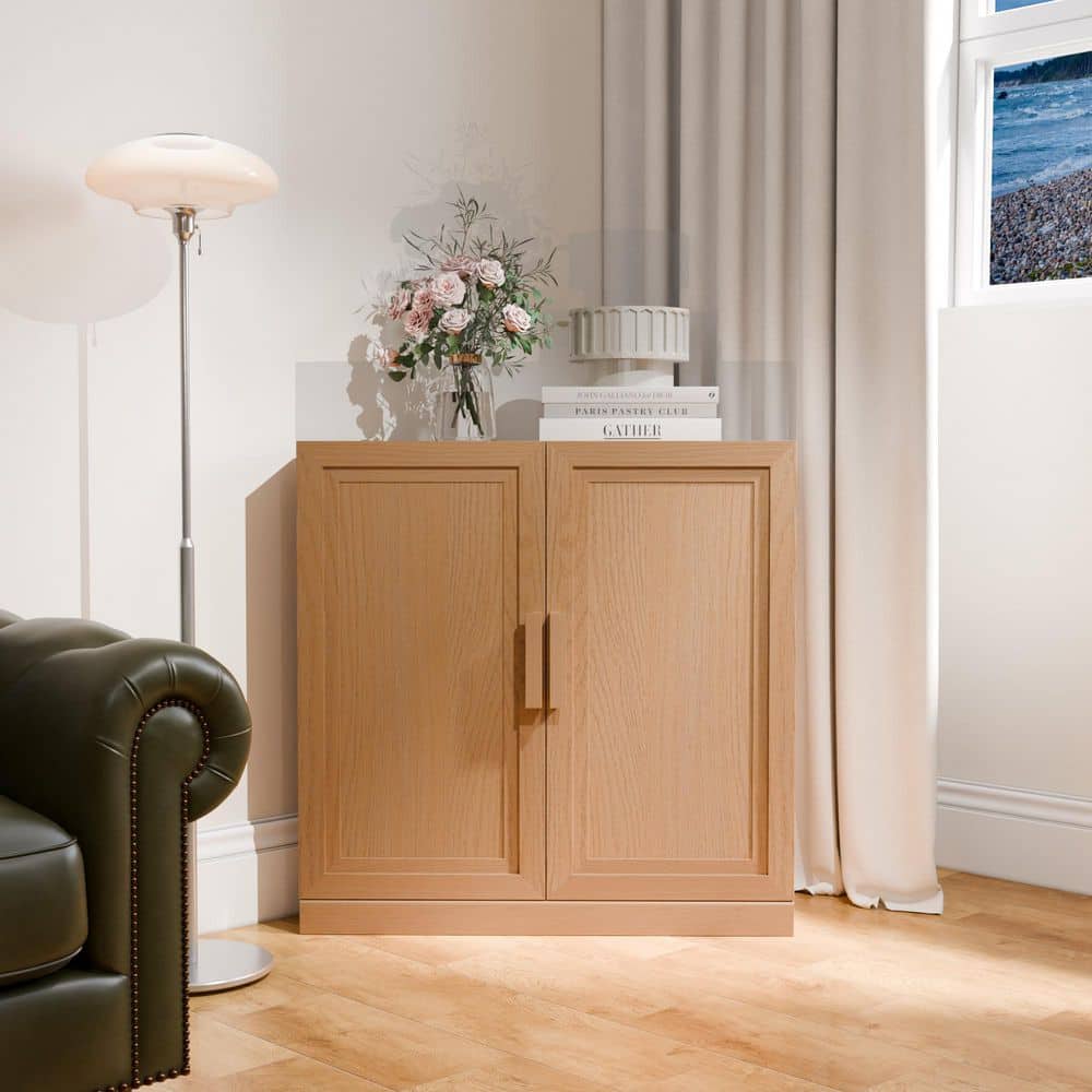 Lirago Solid Wood Light Brown 31 in. H Corner Cabinet Storage Cabinet ...