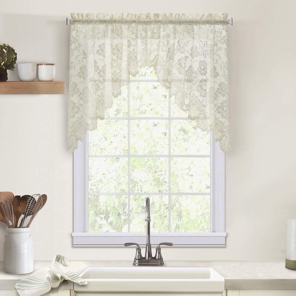 Habitat Limoges Rod Pocket Valance Swag in. Ivory 72 x 32 Sheer- in ...