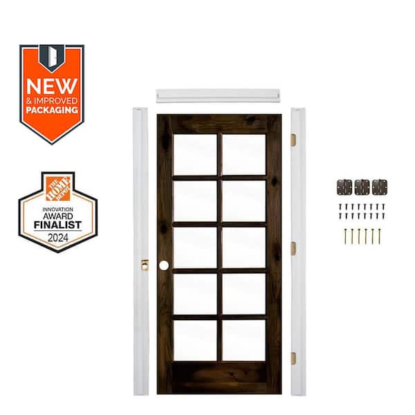 Krosswood Doors 30in.x80in. Right-Hand 10-Lite Clear Glass Black Stain ...