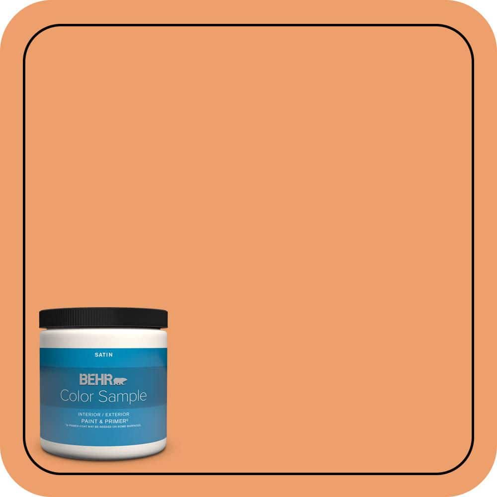 BEHR PREMIUM PLUS 8 oz. #250D-5 Florida Mango Satin Enamel Interior ...