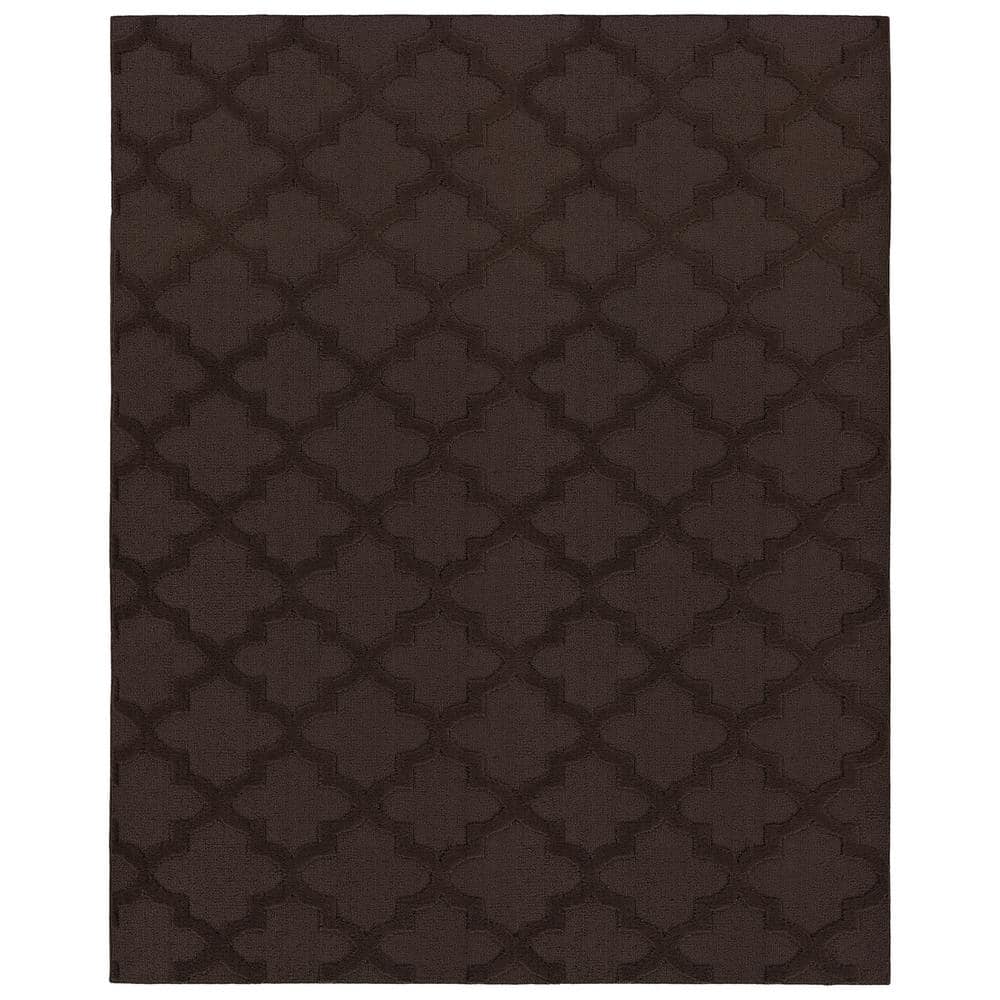 Garland Rug Quatro Mocha 8 ft. x 10 ft. Cut-loop Trellis Area Rug ...