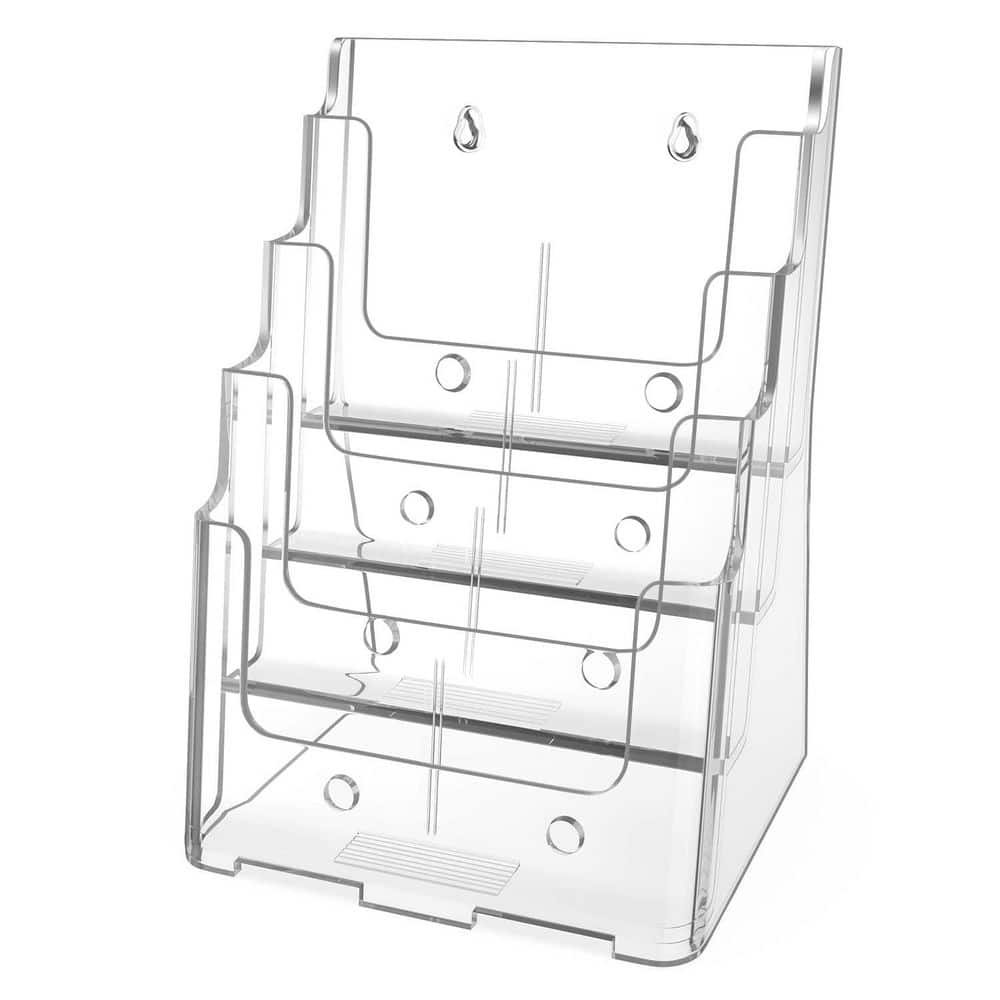 Afoxsos Clear 9.5 in. x 12.7 in. Plastic Magazine Rack 4 Tier ...