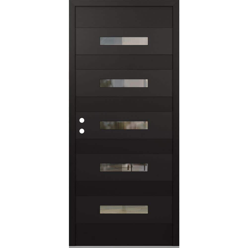 Tessari Doors D9 36 in. x 80 in. Black P Right-Hand/Inswing Clear Glass ...