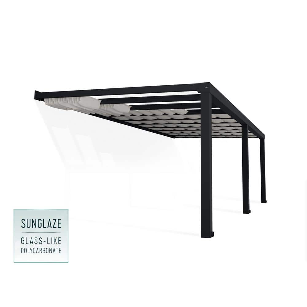 CANOPIA by PALRAM Stockholm 11 ft. x 24 ft. Gray/Clear Patio Cover with ...