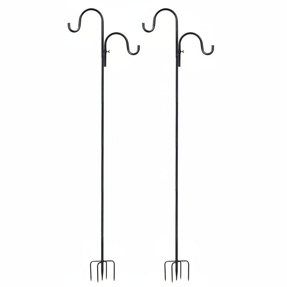 76 in. Metal Double Shepard's Hooks for Outdoor, Adjustable Bird Feeder ...