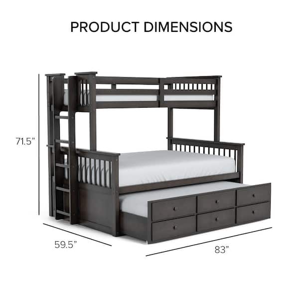 Furniture of America Smurite Youth Twin Over Full Bunk Bed with Trundle White