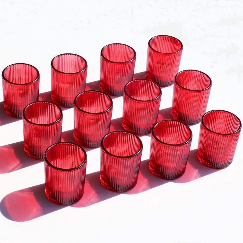 Red Glass Candle Votive Holder 12-Pack Z0CBKD21L2 - The Home Depot