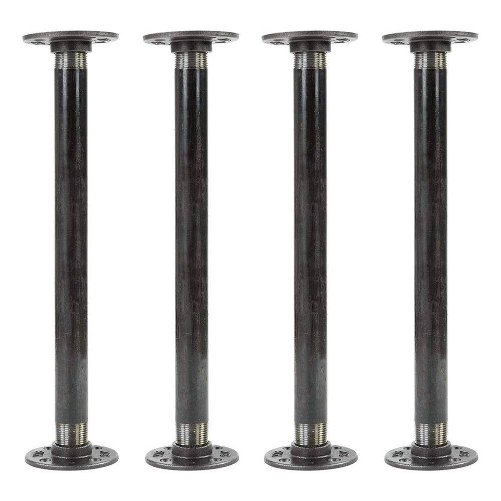 PLUMBFLEX 1/2 in. x 60 in. Black Steel Pipe Table Legs (Pack Of 4 ...