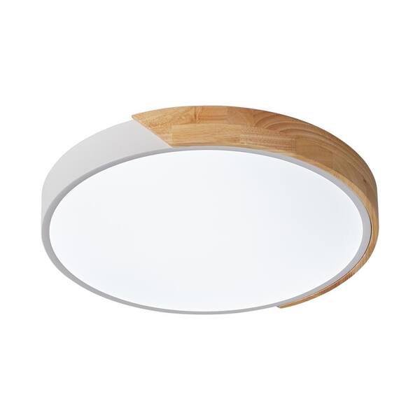 aiwen 15.7 in. 1-Light White Circle LED Flush Mount Light Fixture ...