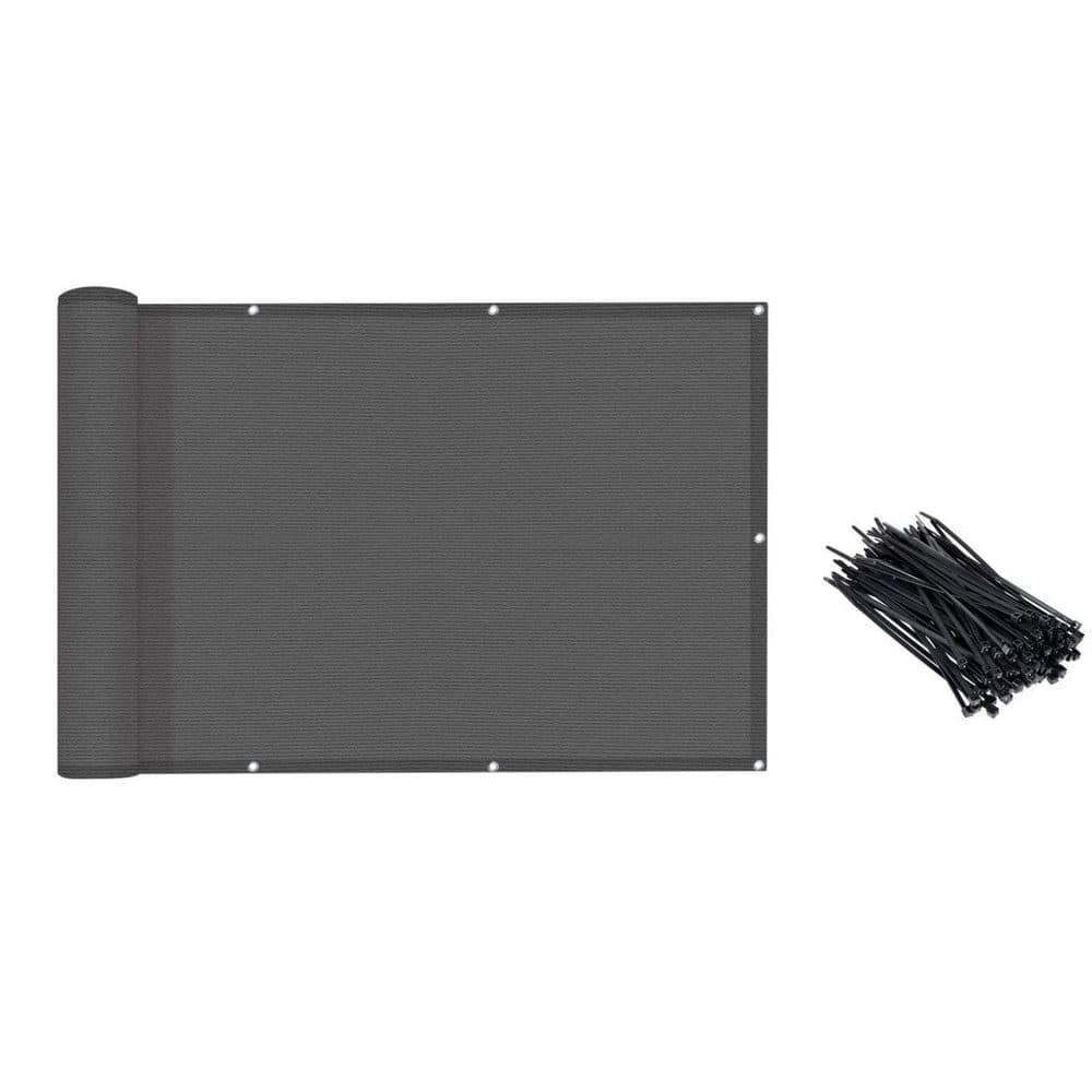 3 ft. x 10 ft. Charcoal UV Protection Deck Shield Privacy Screen for ...