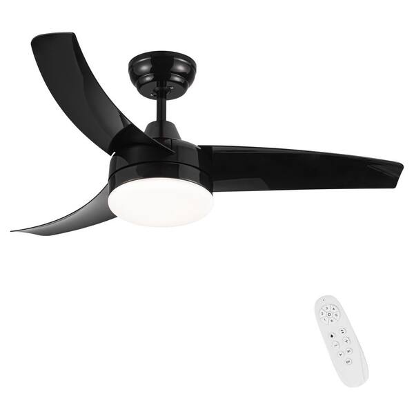 42 in. Integrated LED Indoor Matte Black Ceiling Fan With Light Kit and ...