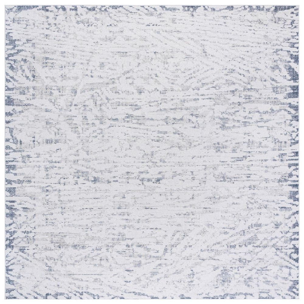 SAFAVIEH Hunter 7 ft. x 7 ft. Ivory/Dark Gray Abstract Modern Square ...