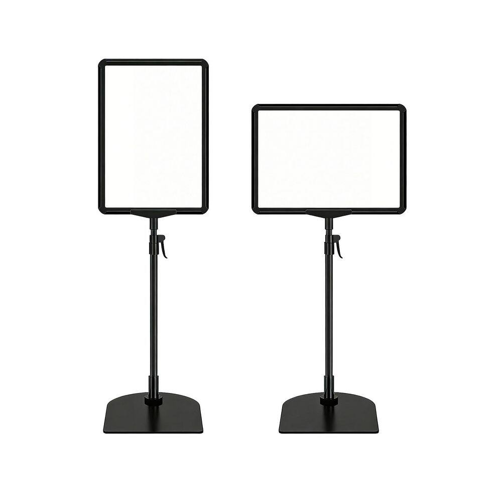 Black Metal 8 in. x 47 in. Adjustable Floor Standing Sign Holder Stand ...