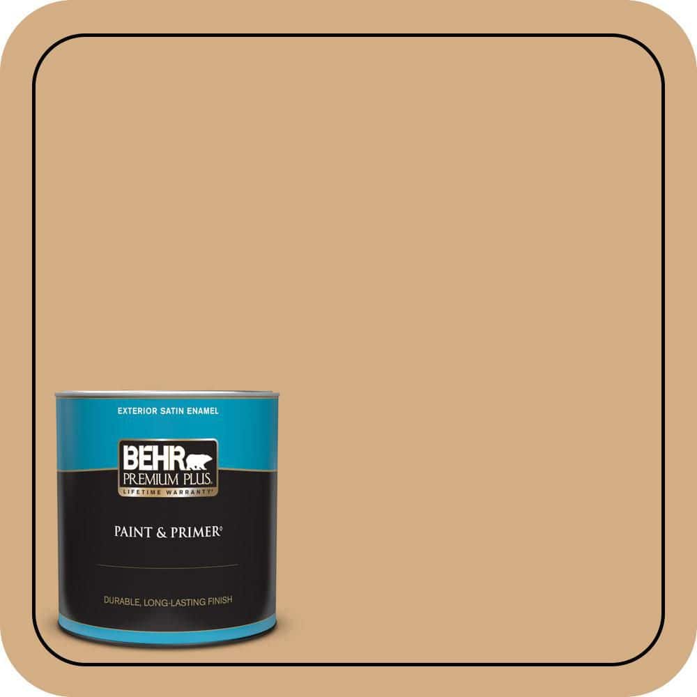 BEHR PREMIUM PLUS 1 qt. #S270-4 Praline Satin Enamel Exterior Paint ...