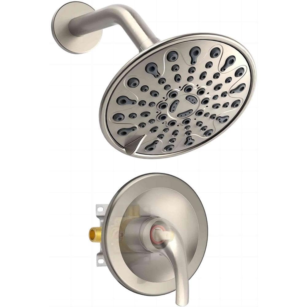 Tahanbath 6-Spray Single Handle Round Shower Head Set Wall Mount Fixed ...