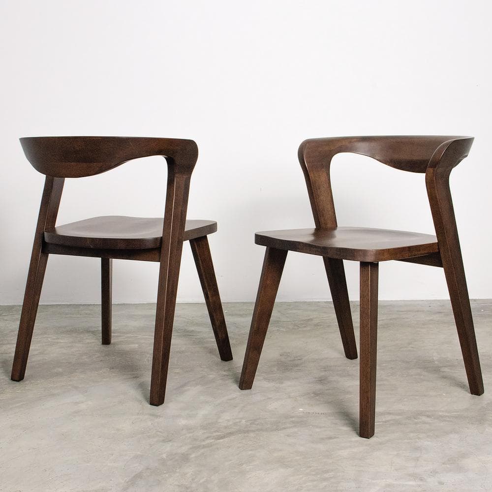 Furniture of America Shelun III Rich Walnut Wood Dining Chairs with ...