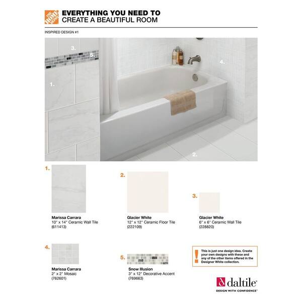 Daltile Pepper White Tile Single Daltile 'Pepper White' Glossy Ceramic ...