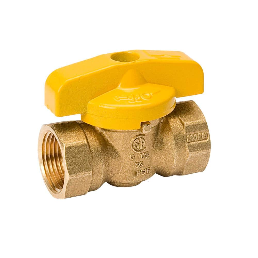 ProLine Series 1/2 in. Brass FPT 1-Piece Gas Valve with Safety Handle ...