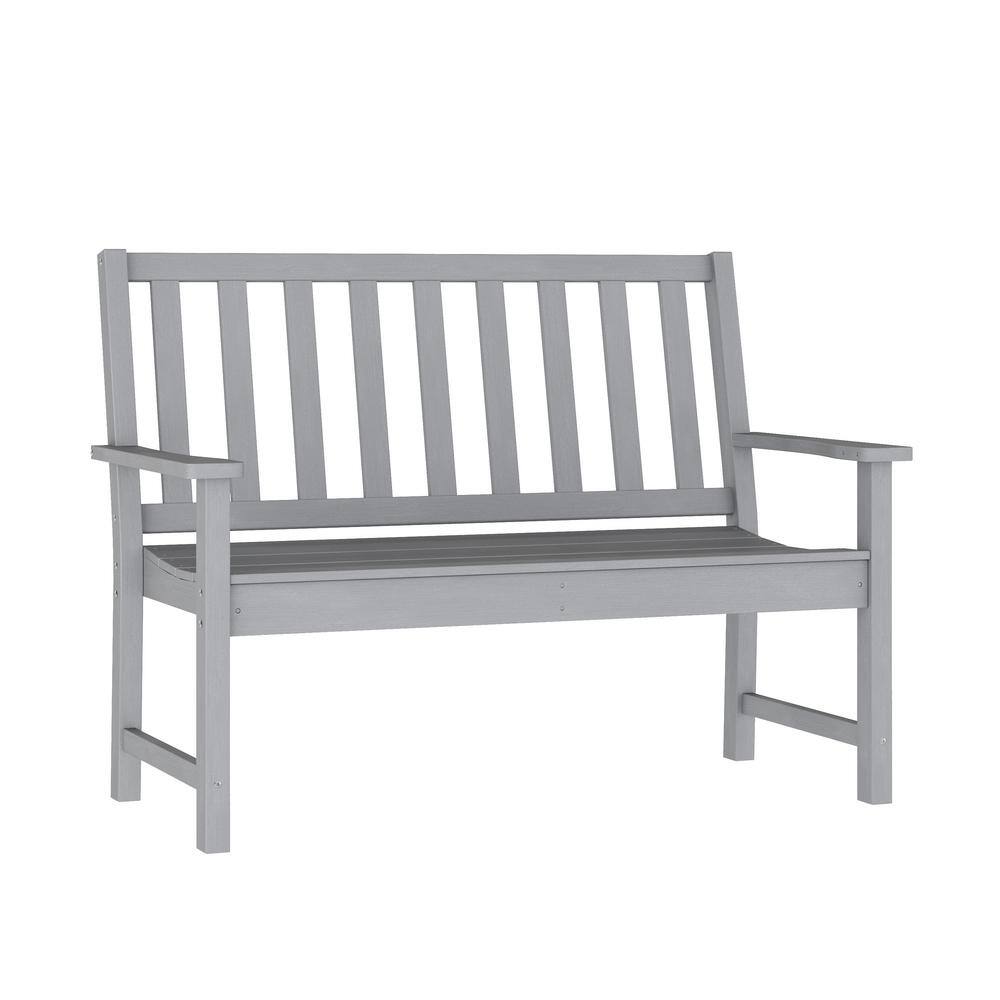TAYLOR + LOGAN Ennis Gray Plastic Patio Bench PA-533471-TAYLH - The ...