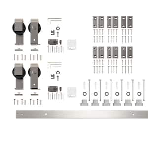 HOMACER 6 ft. /72 in. Brushed Nickel Double Bi-Fold Sliding Barn Door ...