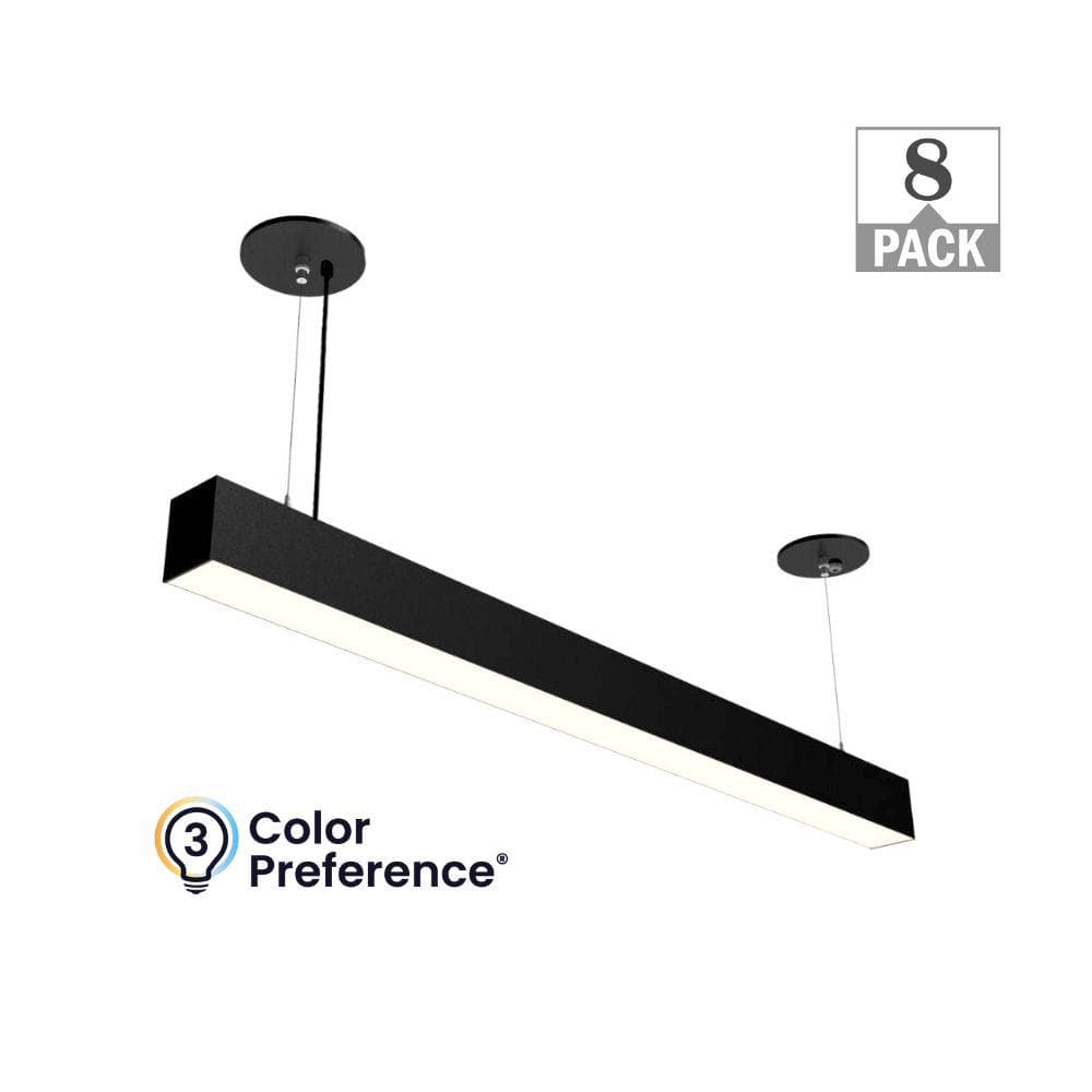 ETI LIGHTING 8-Pack 4 ft. Integrated LED Black Strip Light Fixture ...