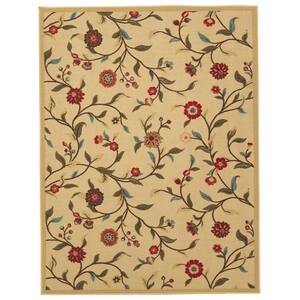 Ottomanson Ottohome Collection Non-Slip Rubberback Floral Leaves 2x5 ...