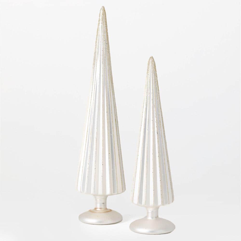 SULLIVANS 17 in. & 13.5 in. Silver Glass Tabletop Tree - Set of 2 ...
