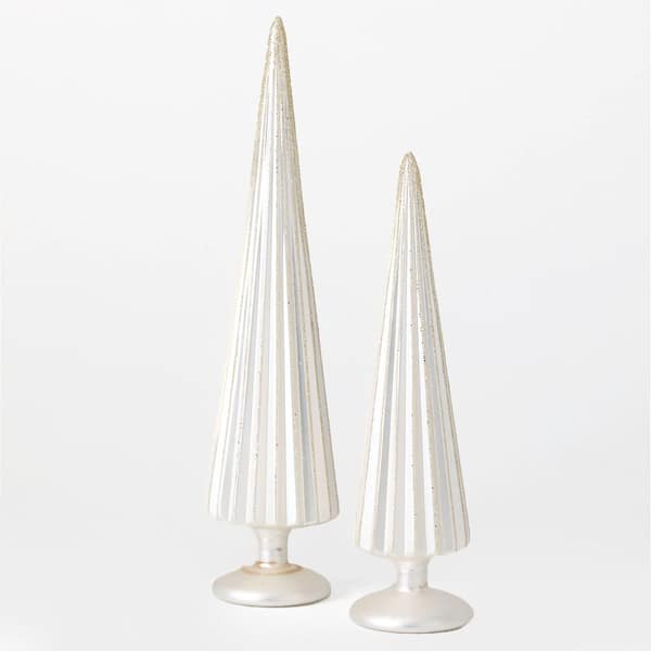 SULLIVANS 17 in. & 13.5 in. Silver Glass Tabletop Tree - Set of 2 ...