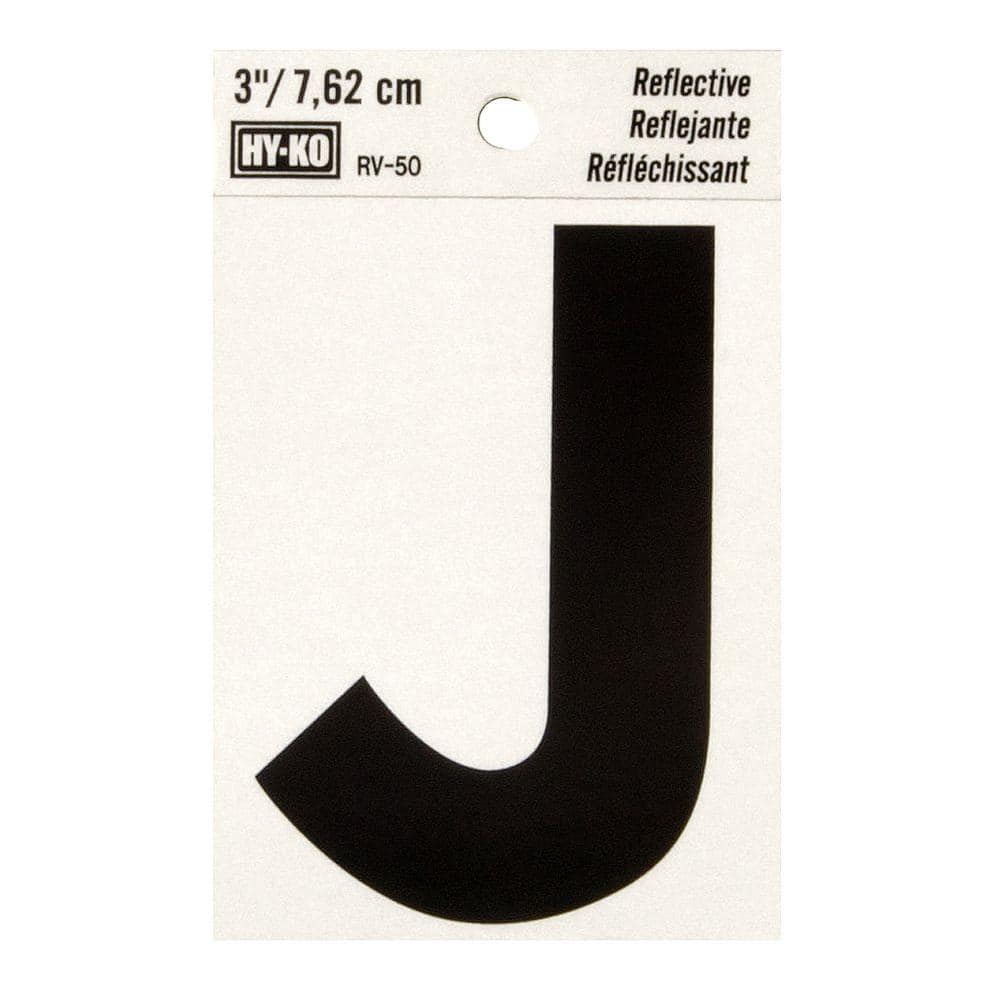 HY-KO 3 in. Vinyl Reflective Letter J RV-50/J - The Home Depot