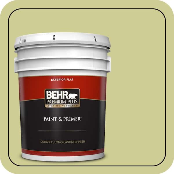 BEHR PREMIUM PLUS 5 gal. #M340-4 Wasabi Flat Exterior Paint & Primer ...