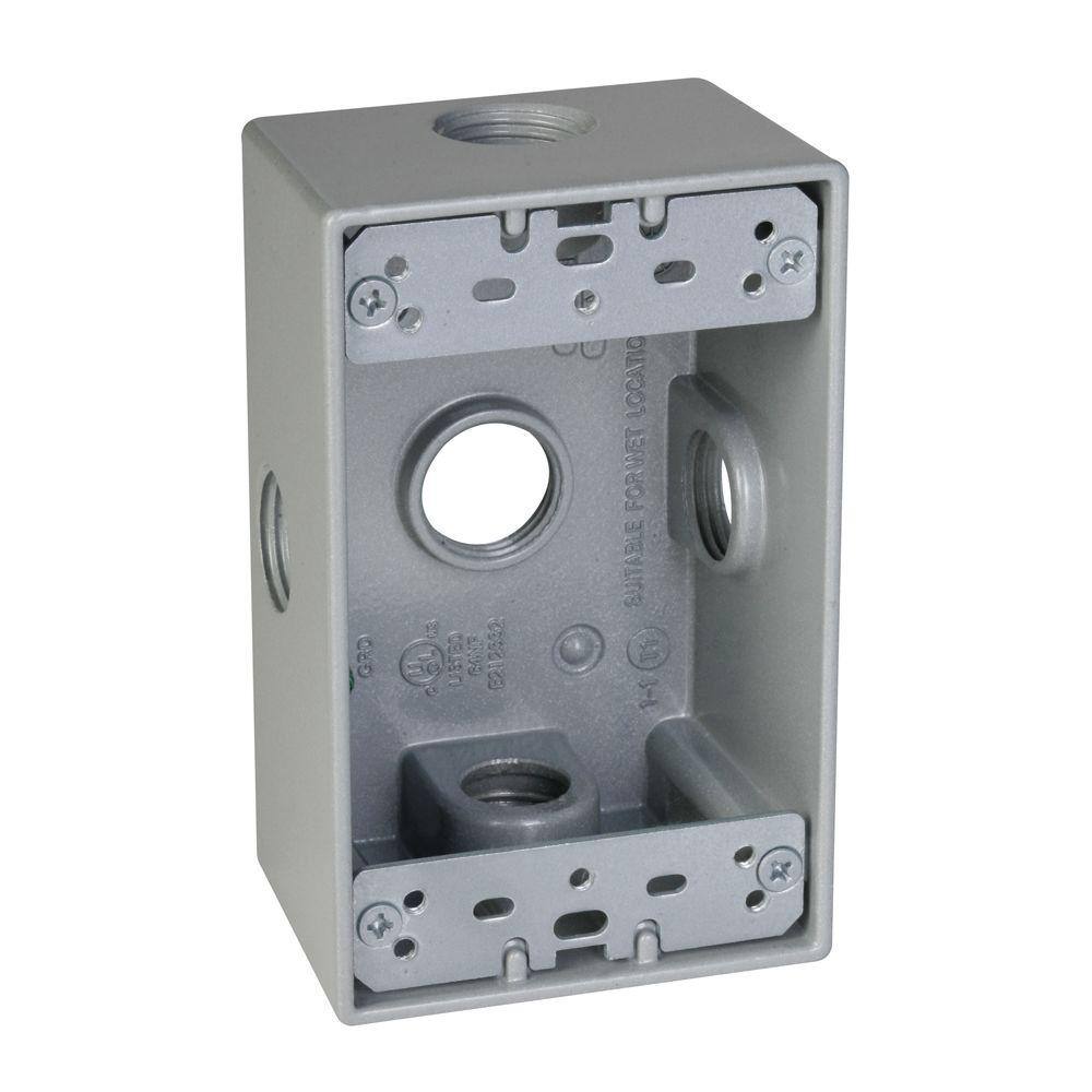 TAYMAC 1-Gang Five 1/2 in. Hole Side Lugs Rectangular Electrical Box ...