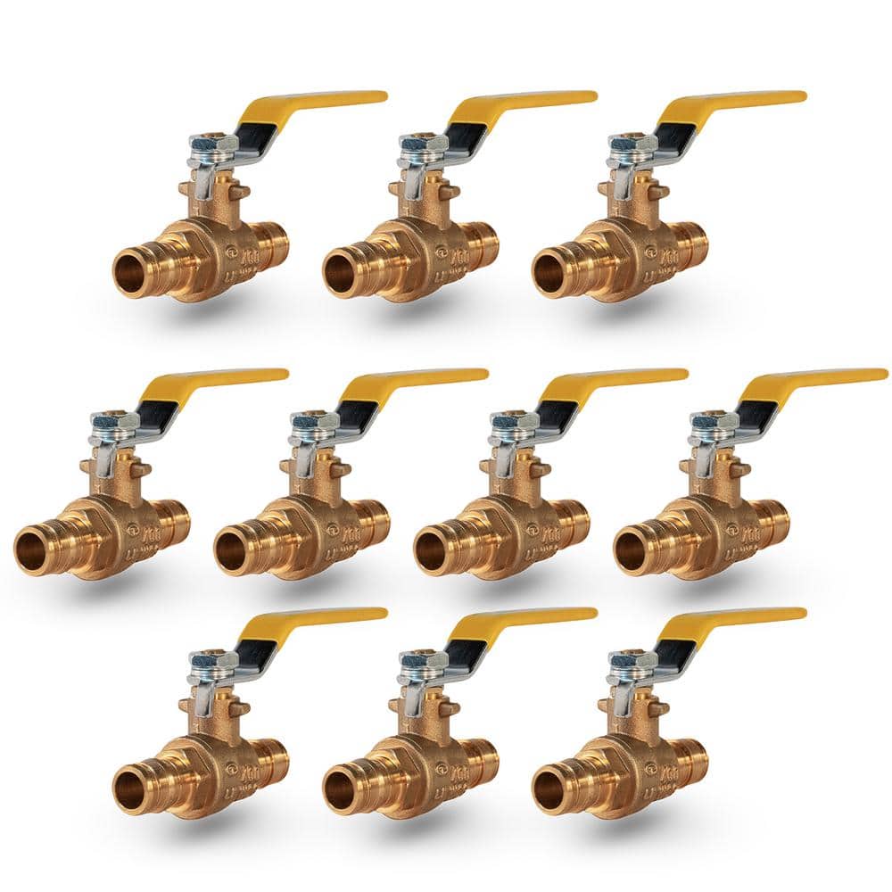 PLUMBFLEX Heavy Duty Brass Full Port PEX Ball Valve with 1/2 in. Expansion PEX Connection (10 ...
