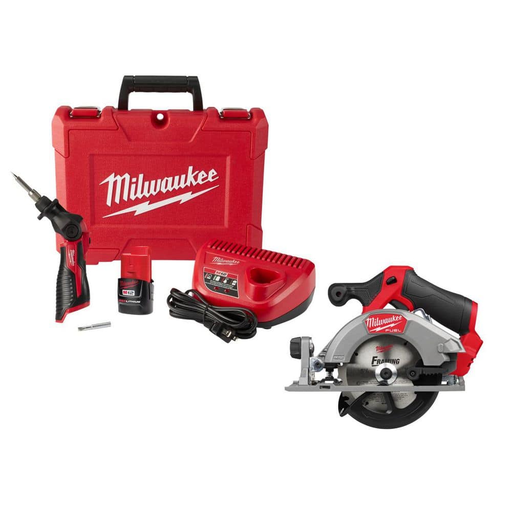 Milwaukee M12 12-Volt Lithium-Ion Cordless Soldering Iron Kit with (1 ...